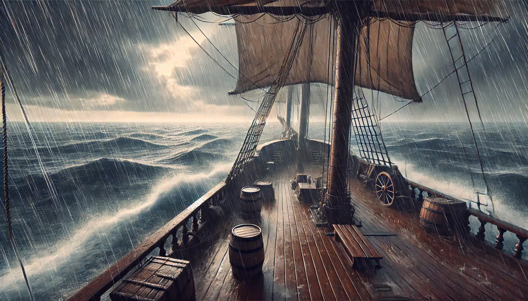 Rain & Stormy Ocean Sounds Aboard Wooden Ship • MeSleepy.com